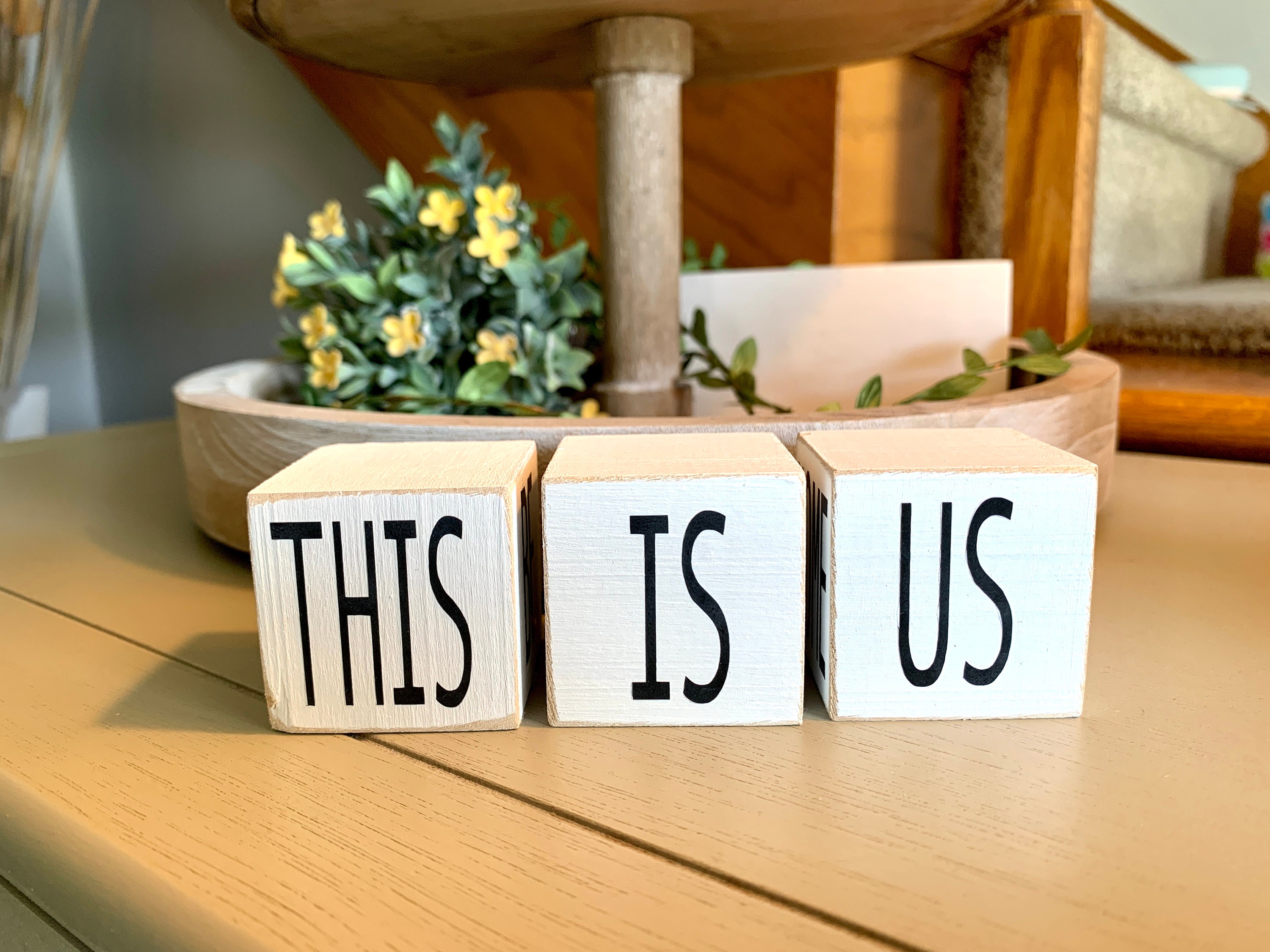 Mini wood sign wood block sign set of 3 small blocks mantle | Etsy