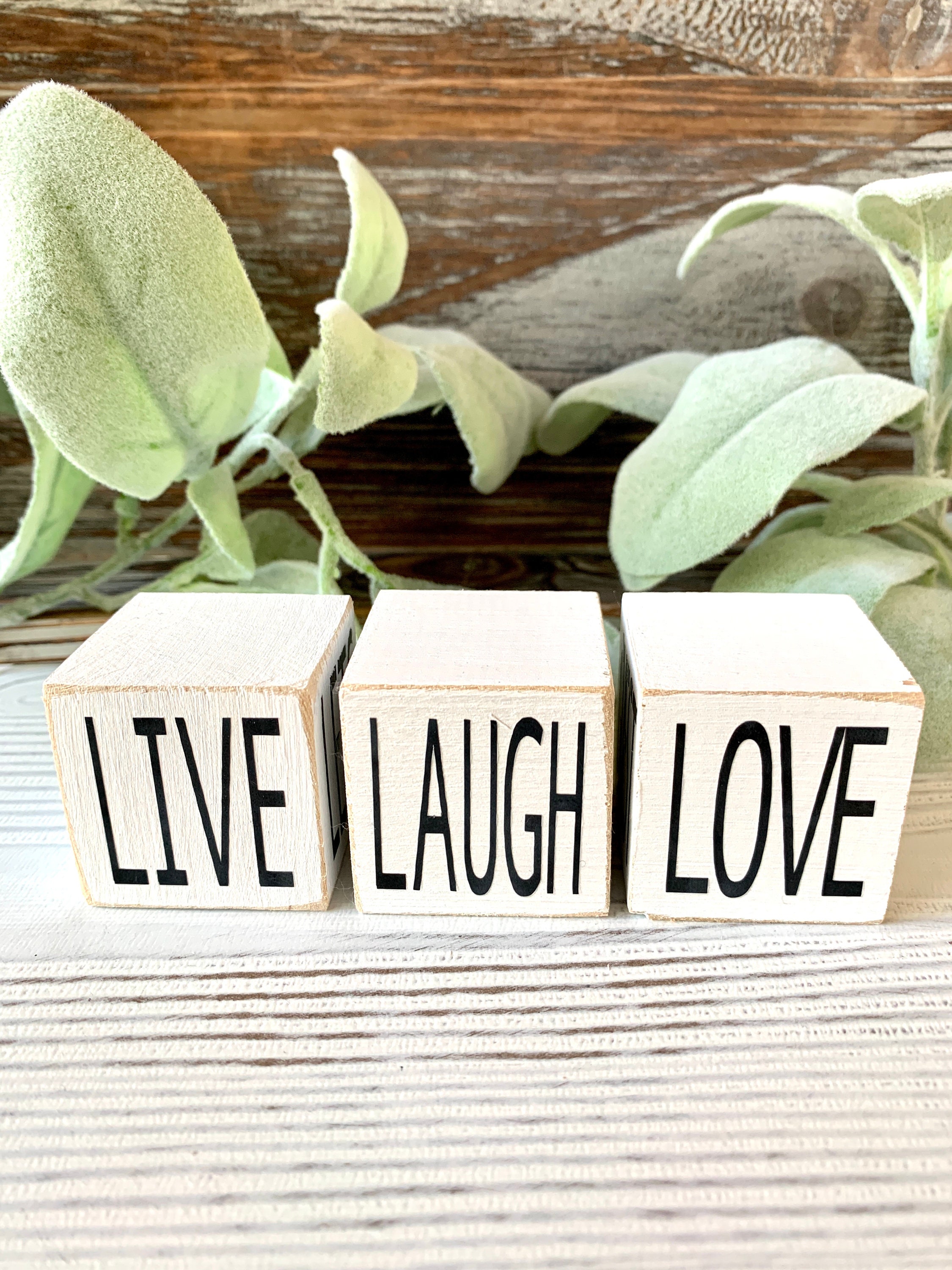 Mini wood sign wood block sign set of 3 small blocks mantle | Etsy