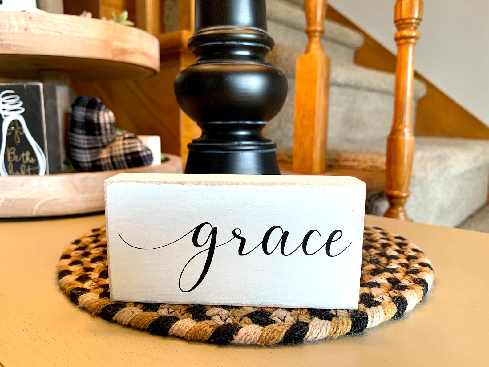 Mini Wood Sign, Mantle Decor, Farmhouse Decor, Grace Cursive Sign ...