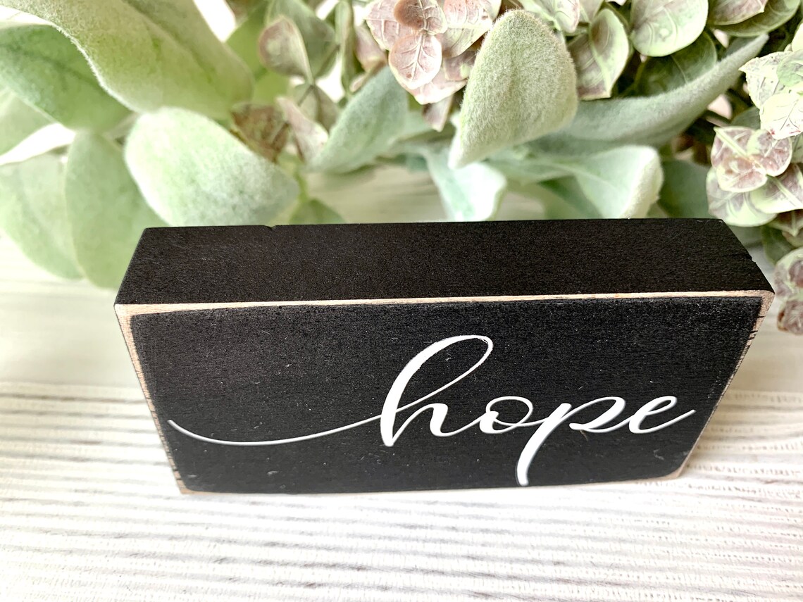 Mini Wood Sign Hope Simple Cursive Sign Tiered Tray Sign - Etsy
