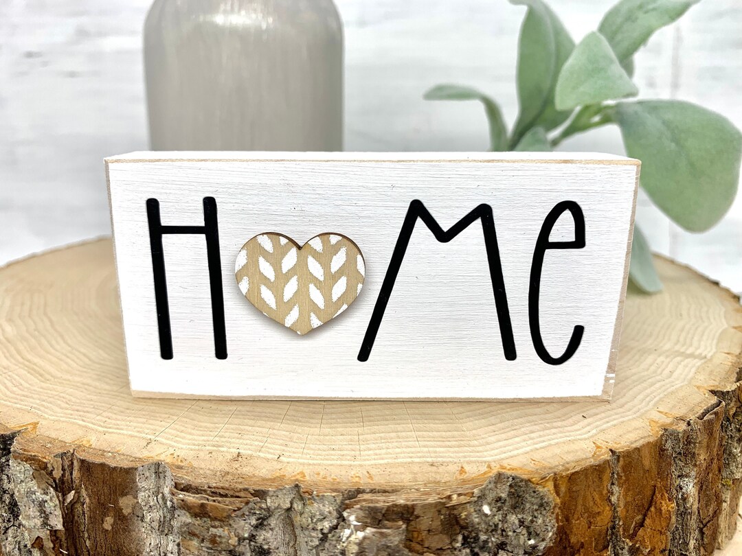 Mini Wood Sign, Small Sign, Tiered Tray Decor, Home With Heart, Shelf ...