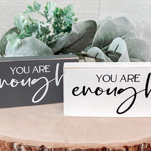 Mini Wood Sign, You Are Enough, White, Small Shelf Decor, Tiered Tray ...