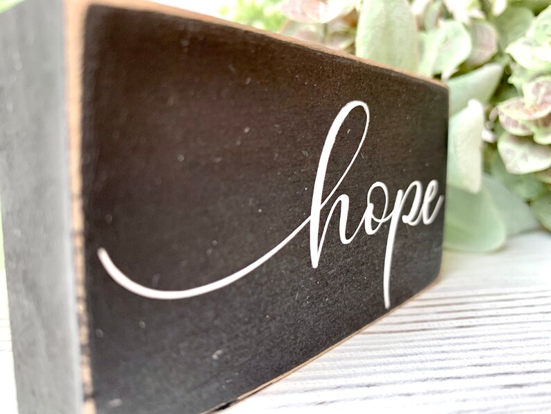 Mini Wood Sign Hope Simple Cursive Sign Tiered Tray Sign | Etsy