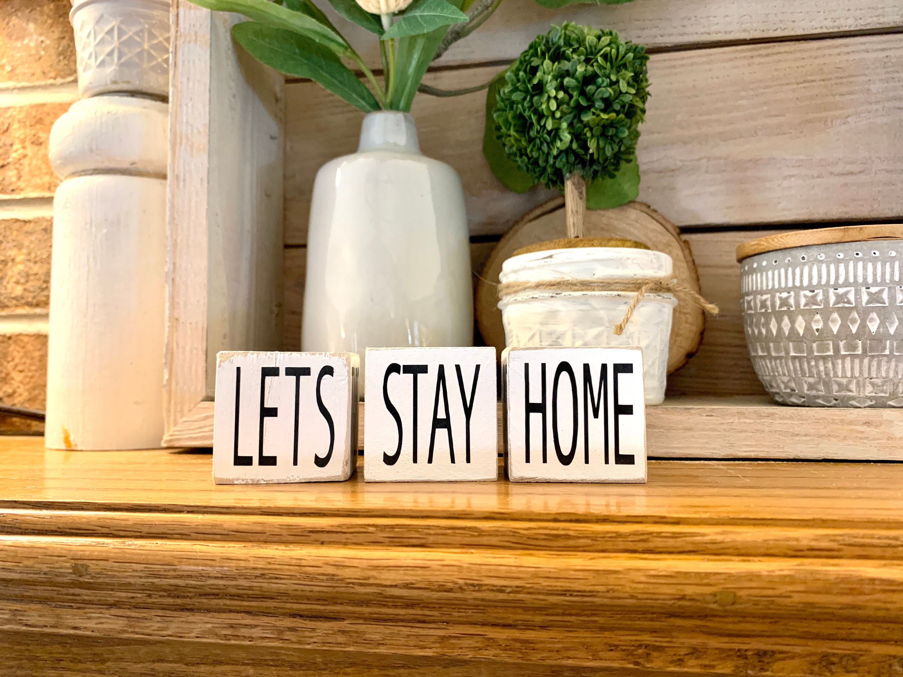 Mini Wood Sign, Wood Block Sign, Set of 3 Small Blocks, Mantle Decor ...