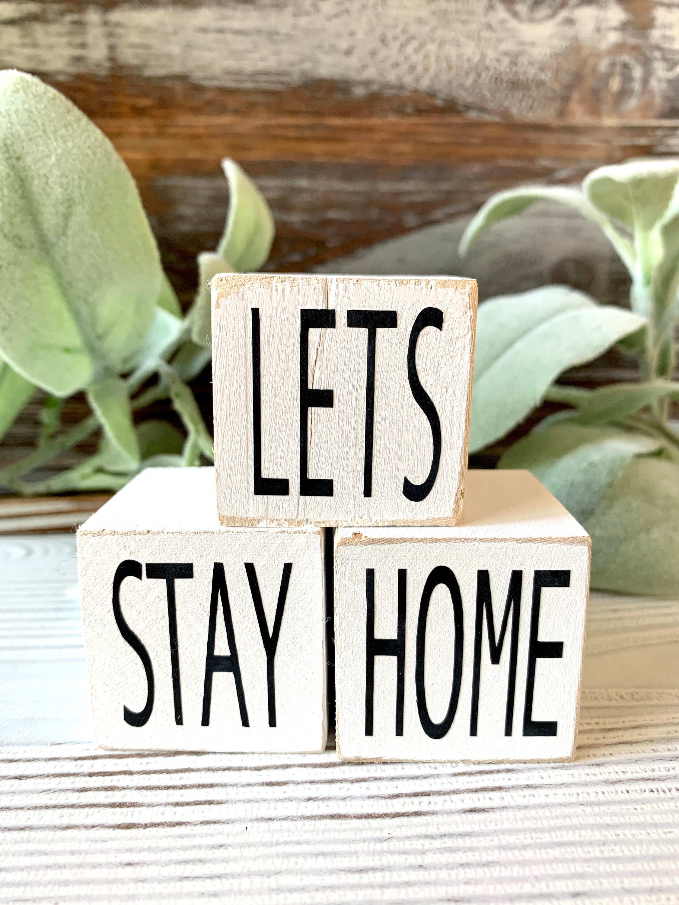 Mini wood sign wood block sign set of 3 small blocks mantle | Etsy