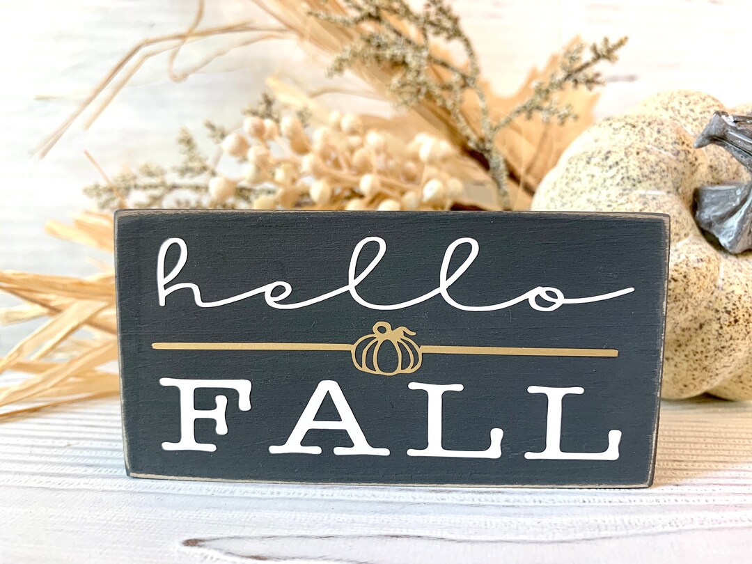 Mini Wood Sign, Mantle Decor, Shelf Decor, Hello Fall, Tiered Tray ...