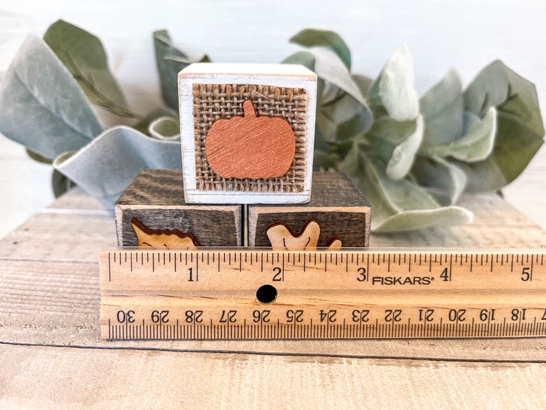 Mini Wood Sign, Fall Blocks Stained, Set of 3 Mini Blocks, 1.5", Mantle ...