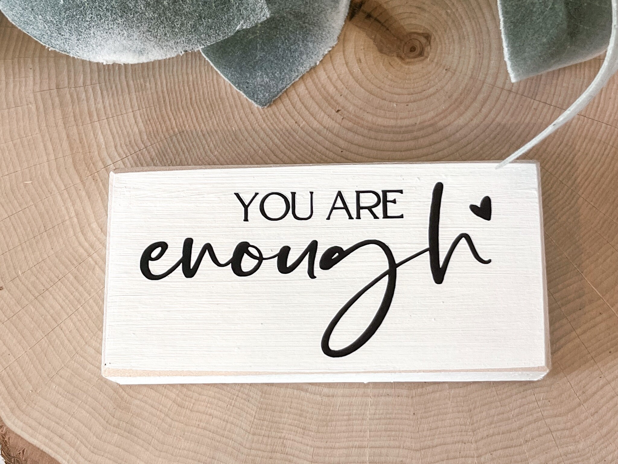 Mini Wood Sign, You Are Enough, White, Small Shelf Decor, Tiered Tray ...