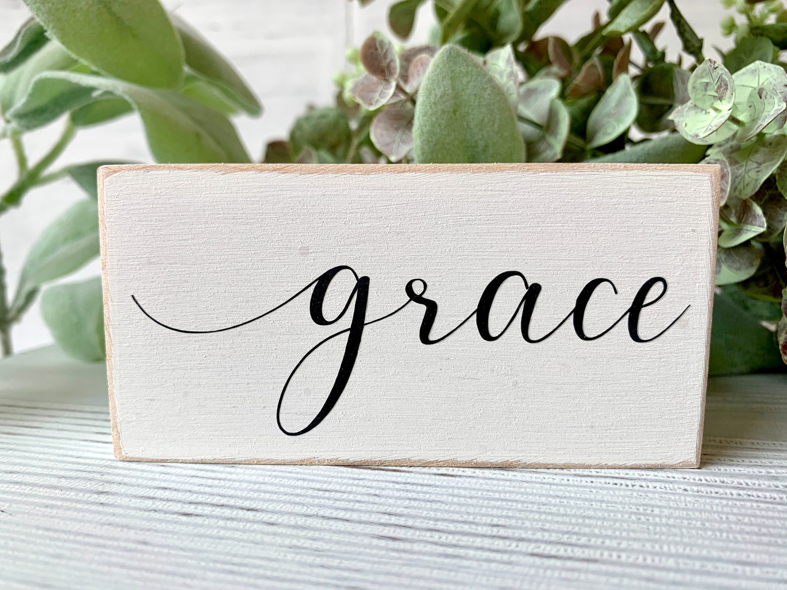 Mini Wood Sign Mantle Decor Farmhouse Decor Grace Cursive | Etsy