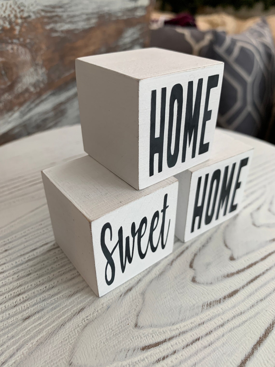 Small wood sign set of 3 blocks 1.5 mantle decor | Etsy