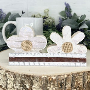 Wood Flowers, Set of 2 Small Flowers, Mini Wood Sign, 3 Each, Shelf ...