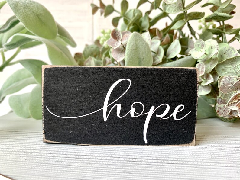 Mini Wood Sign Hope Simple Cursive Sign Tiered Tray Sign | Etsy