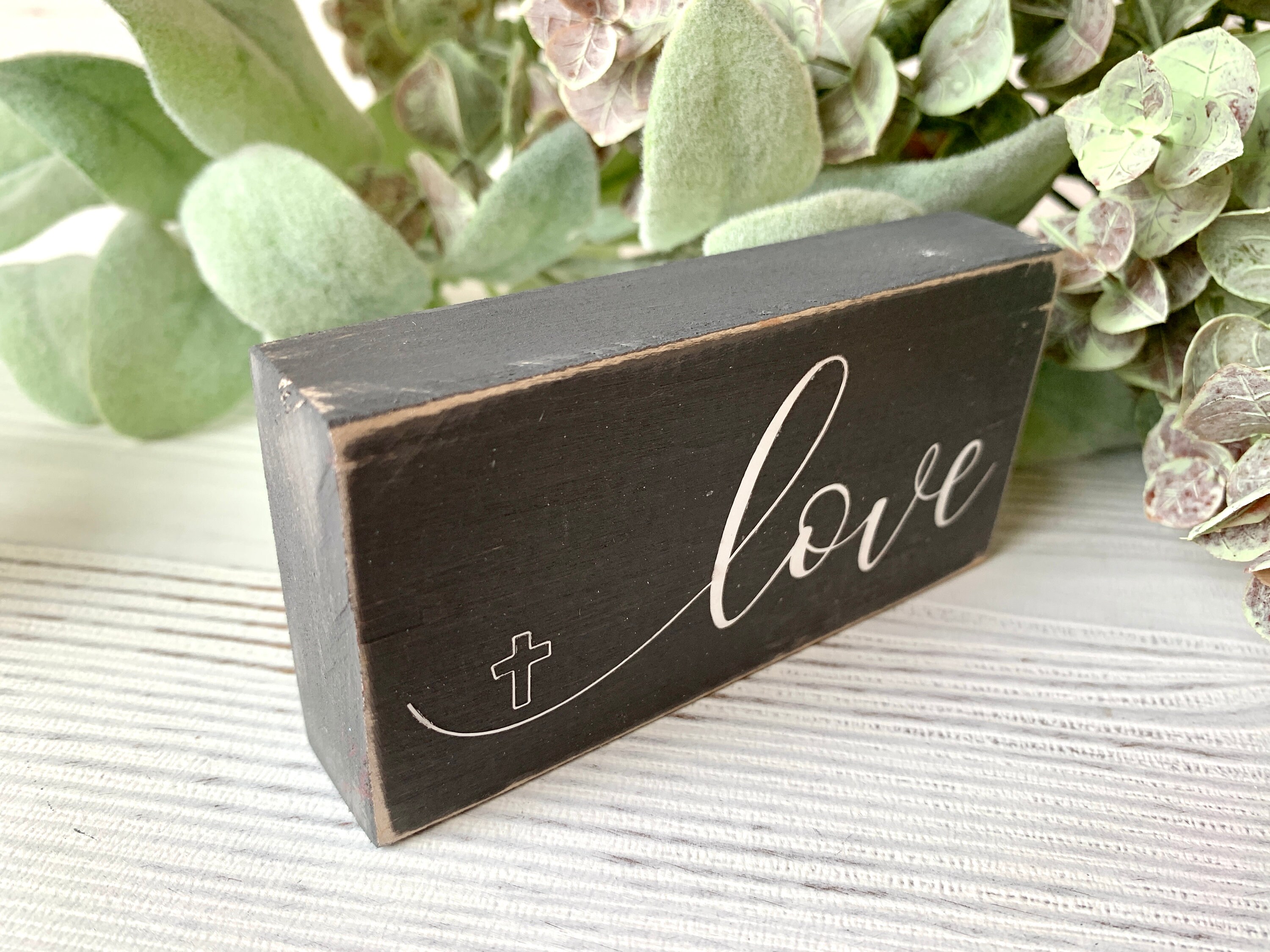 Mini Wood Sign Love Cross Cursive Sign Tiered Tray Sign | Etsy