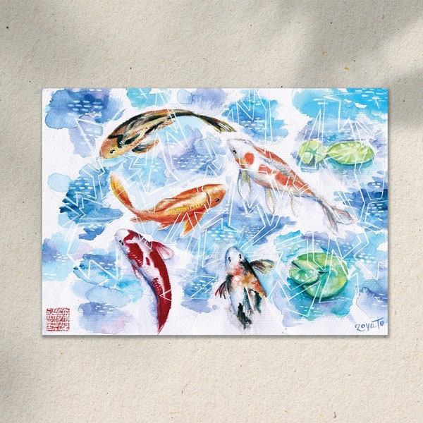 Watercolor Koi Fish - Etsy