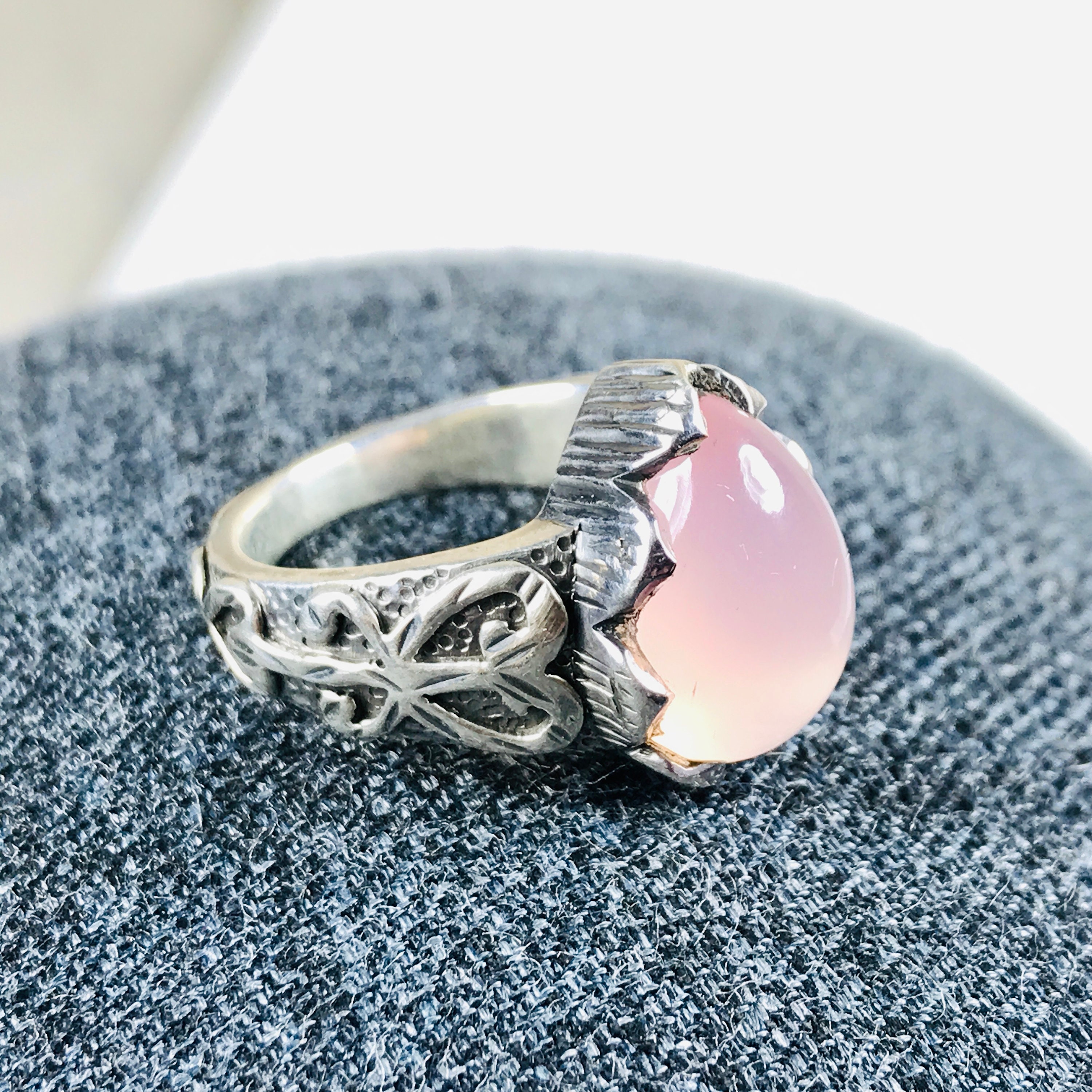 Pink Rose Quartz , Natural Rose Quartz , Wedding Ring 8.5 US Ring - Etsy