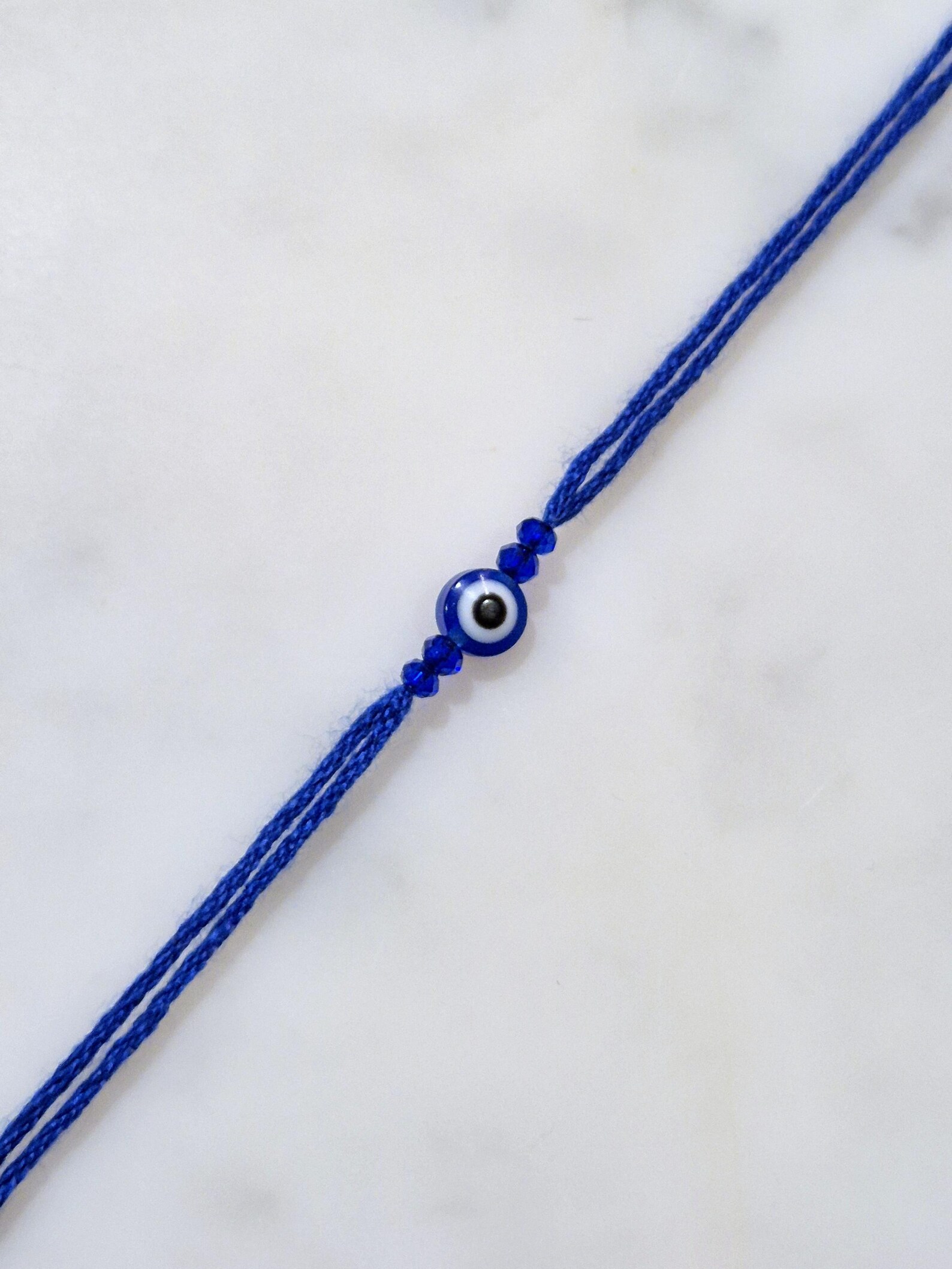Evil Eye Bead & Crystal Rakhi/ Friendship Band / Anklet on Coloured ...