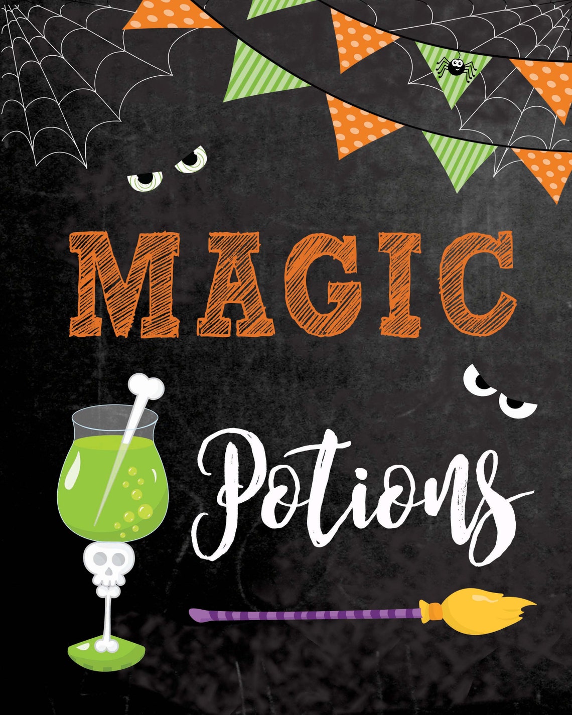 Magic Potions Sign, Chalkboard Halloween Sign, 8x10 Halloween Party ...