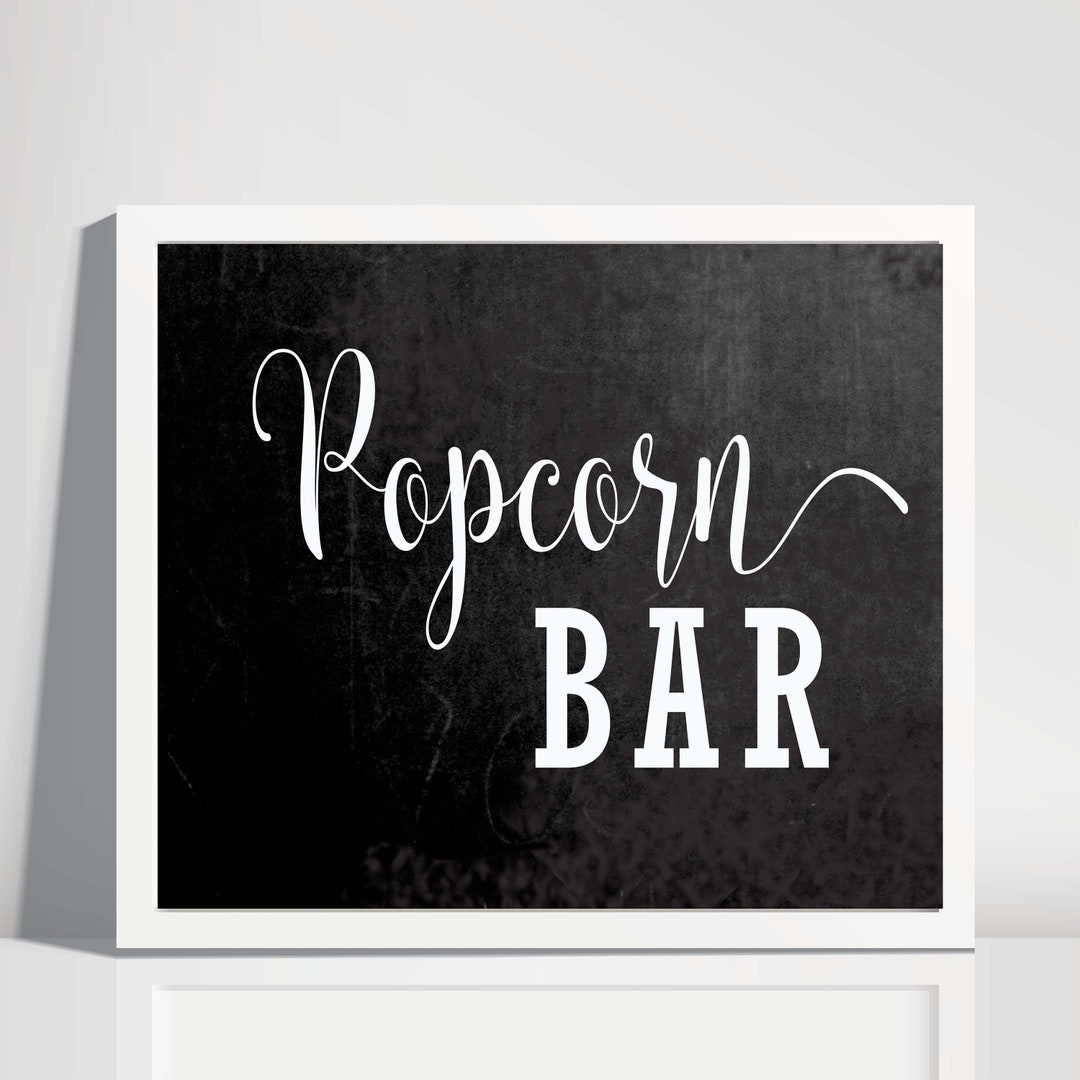 Popcorn Sign, Chalkboard Popcorn Sign, 8x10 Halloween Party Sign ...