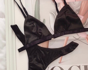 Satin Bralette Set | Etsy
