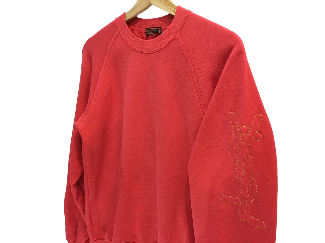 Vintage YSL Yves Saint Laurent Side Logo Pullover Jumper Sweatshirt ...