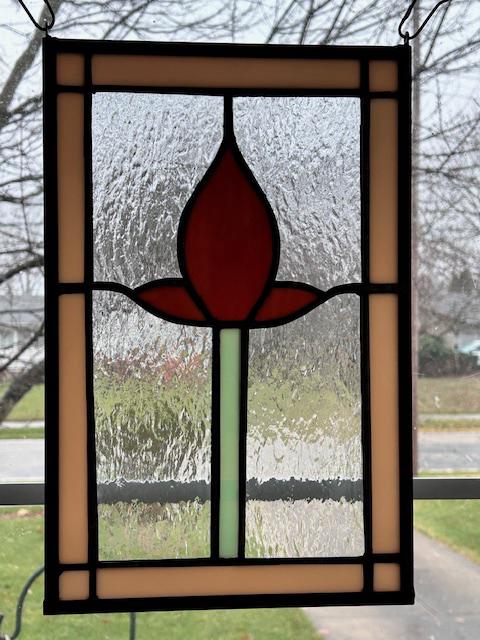 Stained Glass Window Panel - Light Orange Wispy Tulip - Etsy