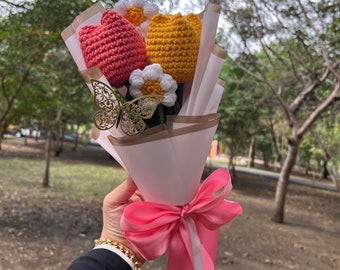 Crochet Roses Bouquet, Handmade Roses, Gift for Mother's Day, Valentine's Day, Anniversary ...