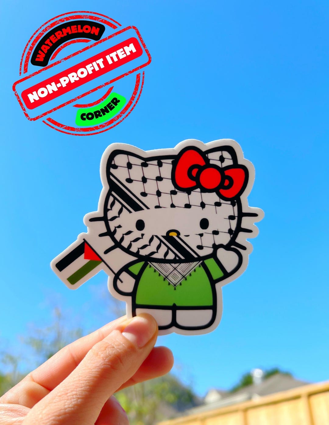 Keffiyeh Kitty Sticker, Palestinian, Kufiyah, Palestine Flag ...