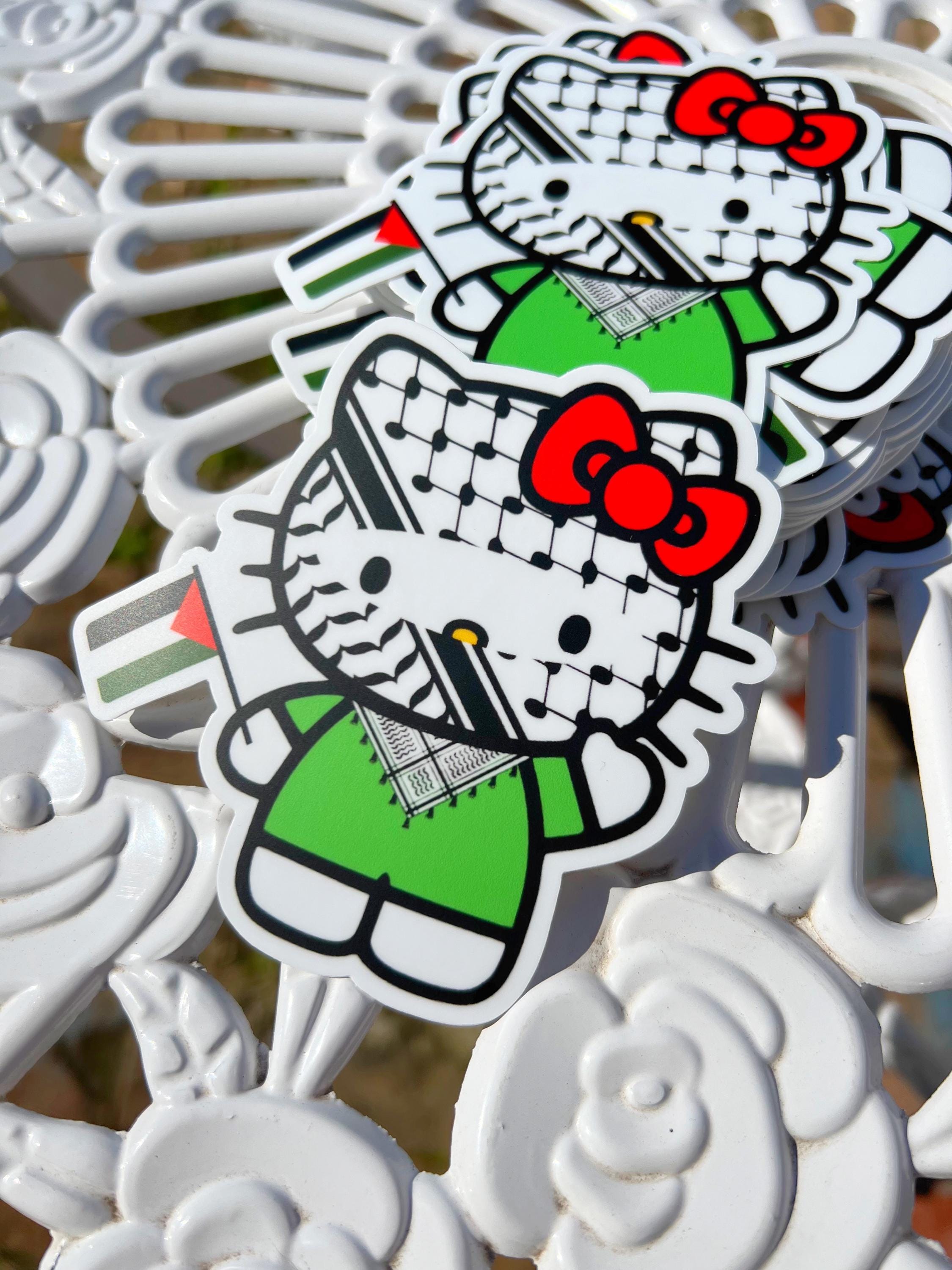 Keffiyeh Kitty Sticker, Palestinian, Kufiyah, Palestine Flag ...