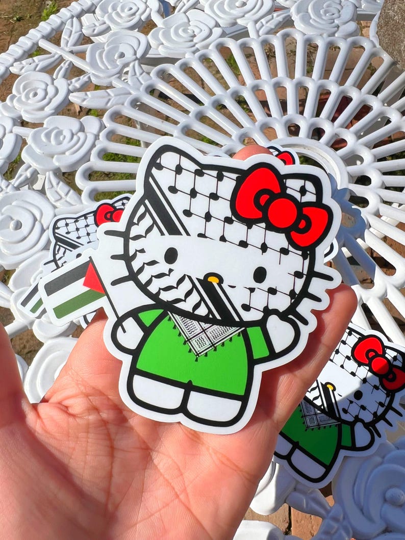 Keffiyeh Kitty Sticker, Palestinian, Kufiyah, Palestine Flag ...