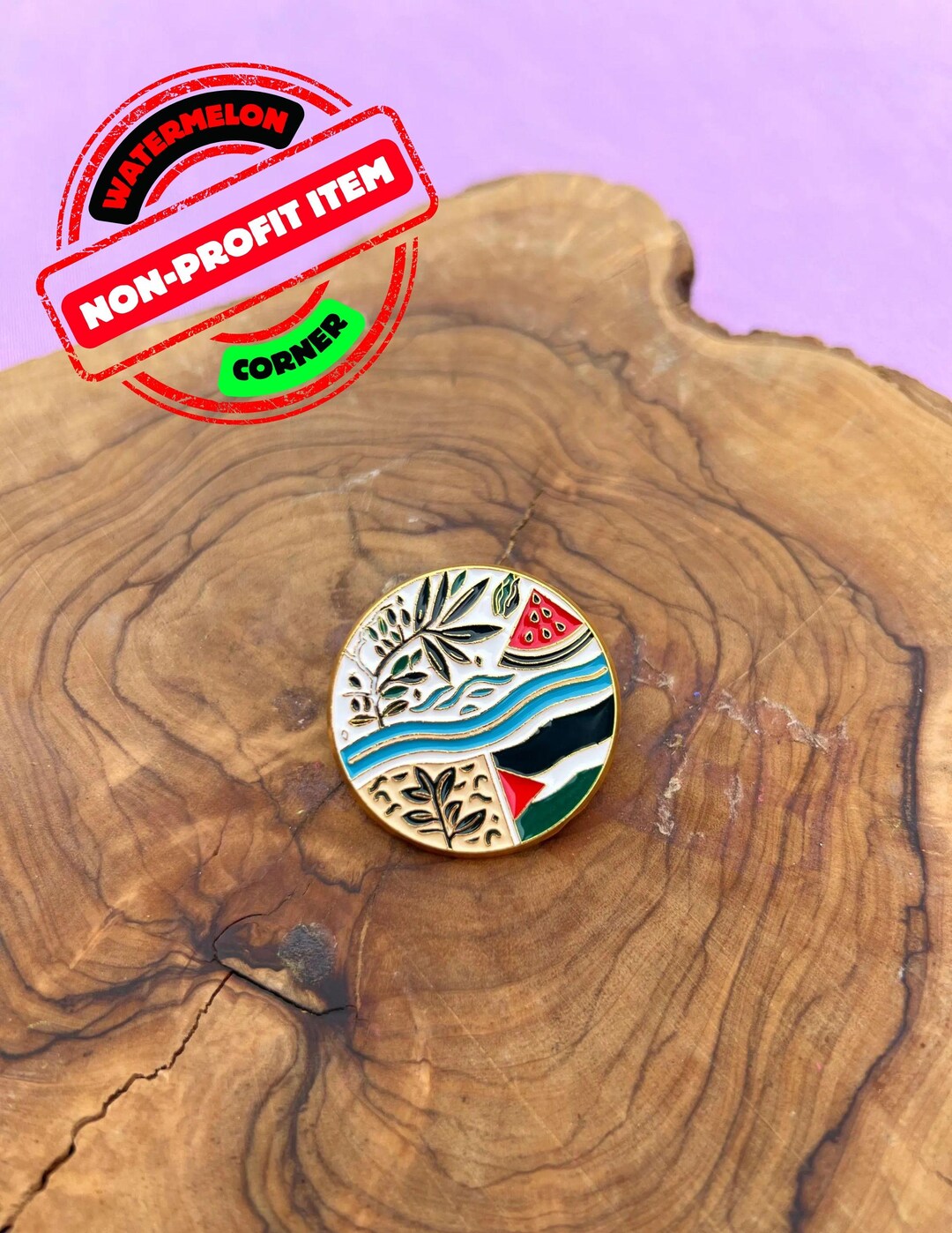 Palestine Pin, Watermelon Flag Pin, Brooch, Free Palestine, Olive ...