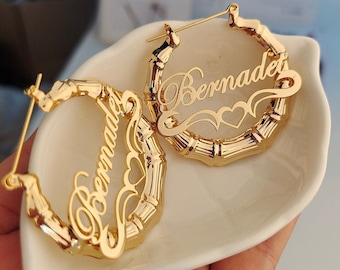 Name Plate Hoops - Etsy