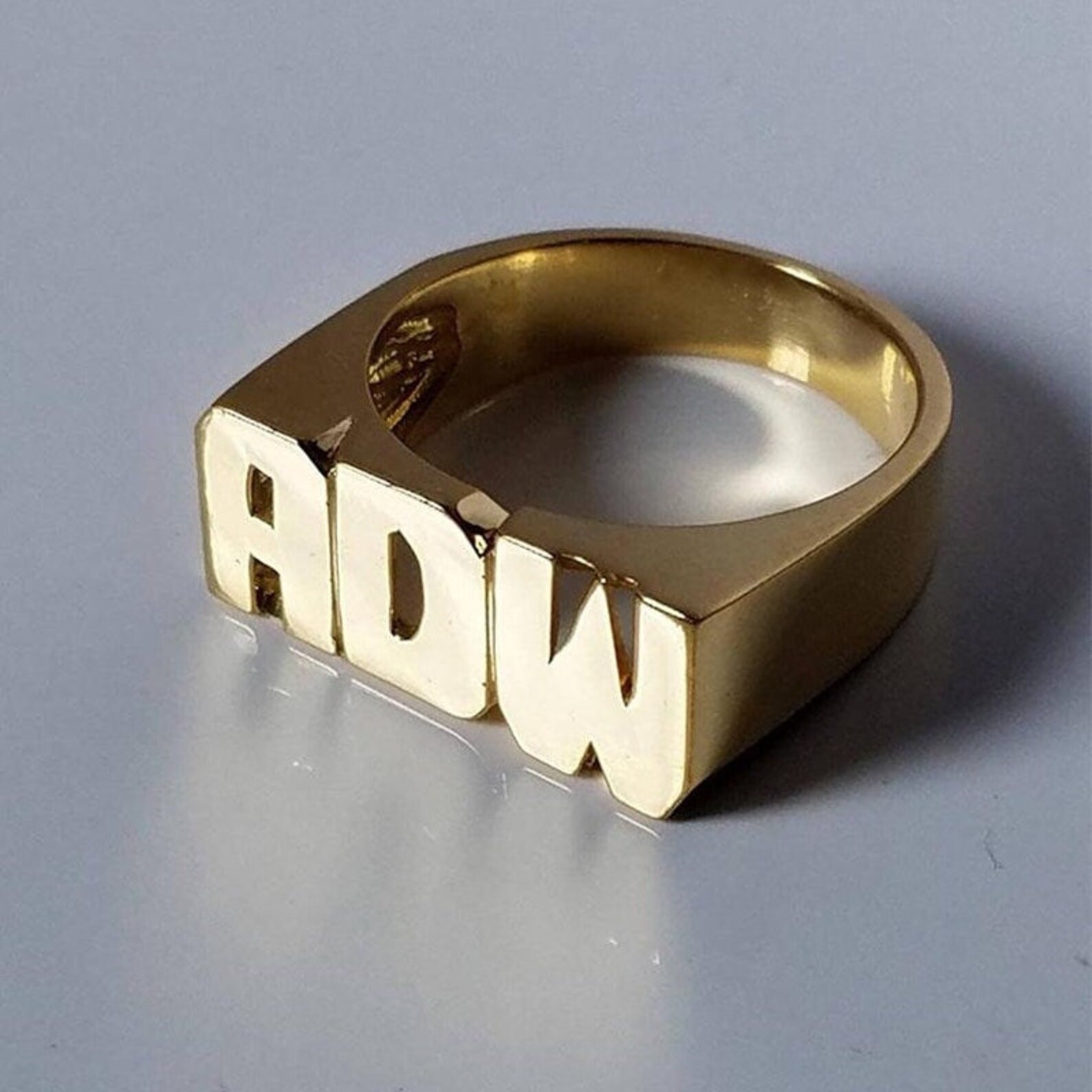 Personalized 18k Gold Name Ring 3D Chunky Design Unisex - Etsy