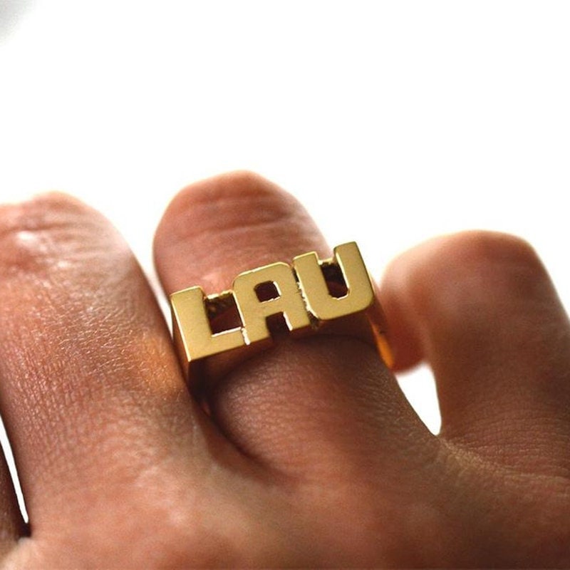 Personalized 18k Gold Name Ring 3D Chunky Design Unisex - Etsy