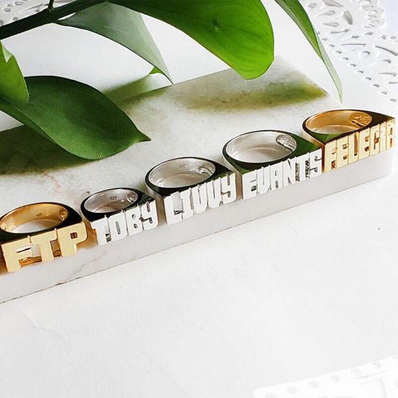 Personalized 18k Gold Name Ring 3D Chunky Design Unisex - Etsy