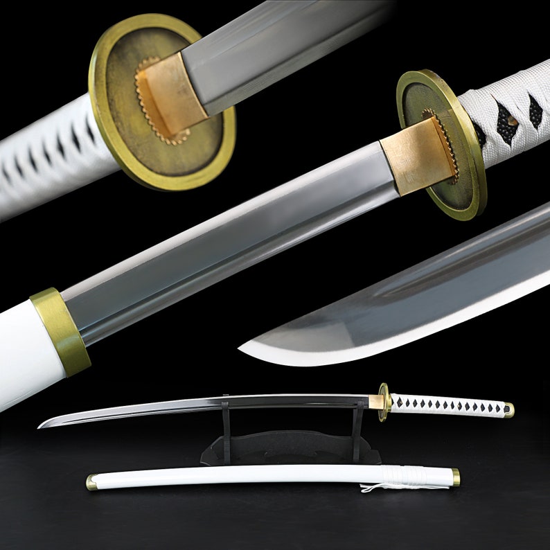 Anime Katana Sword Cosplay One Piece Roronoa Zoro Sword, Handmade White ...