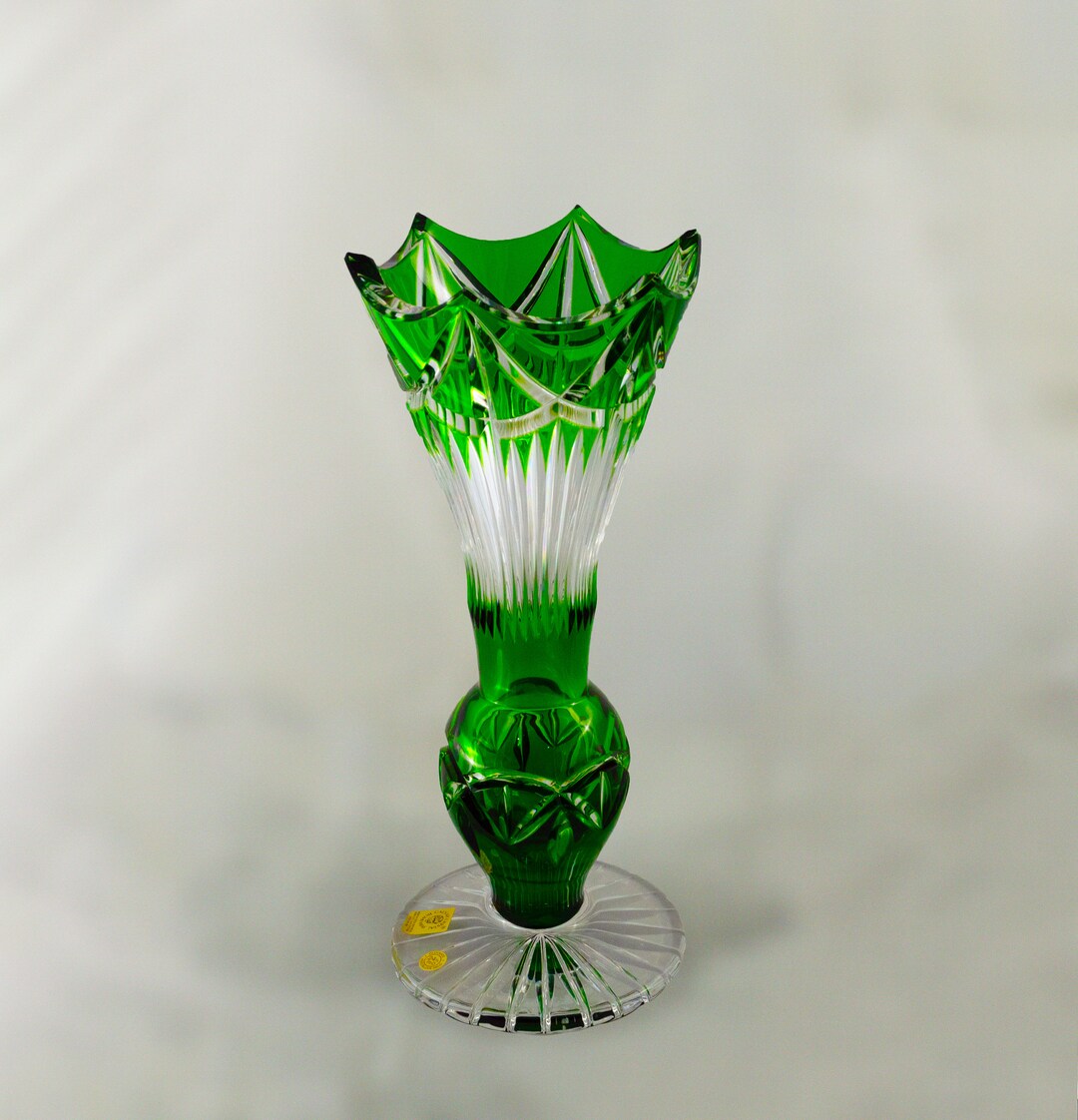 Bohemian Crystal Vase, Green, Ceasar Bohemia, Handmade, Real Lead ...