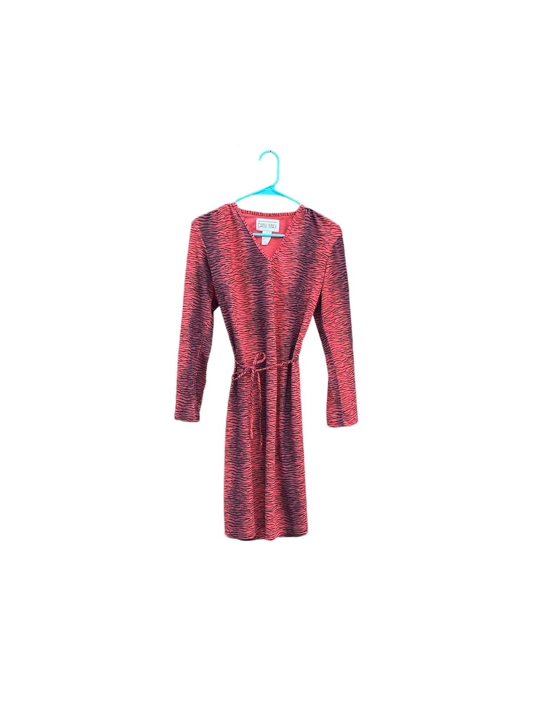 80s Wild Watermelon Tiger Dress Small Medium by Dani Max Long Sleeve ...