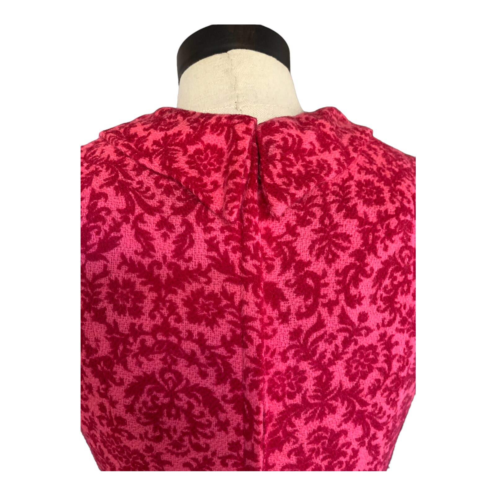 Vintage 60s Pink Wallpaper Pattern Cocktail Dress High Neck Tailored ...