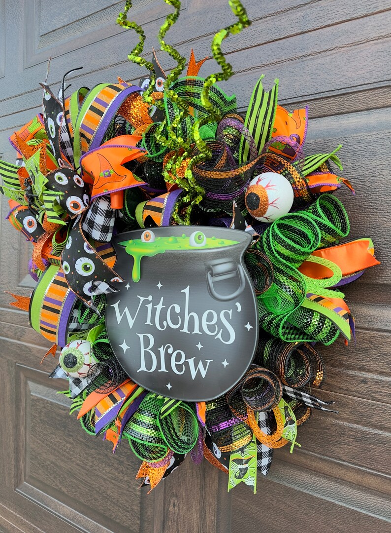 Witches Brew Wreath Halloween Door Decor Handcrafted Gothic - Etsy