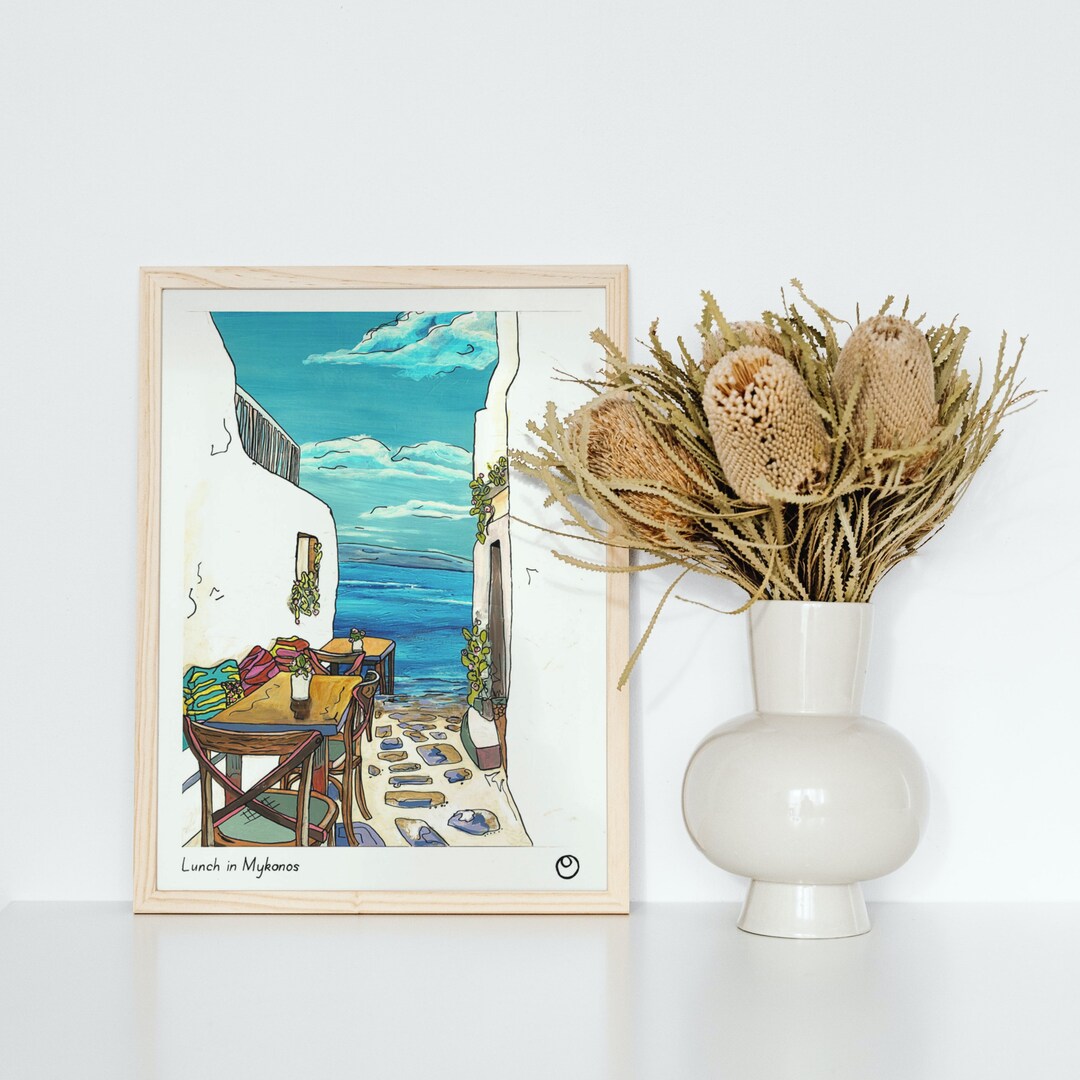 Original Art | Greek Islands Collection | Lunch in Mykonos - Etsy
