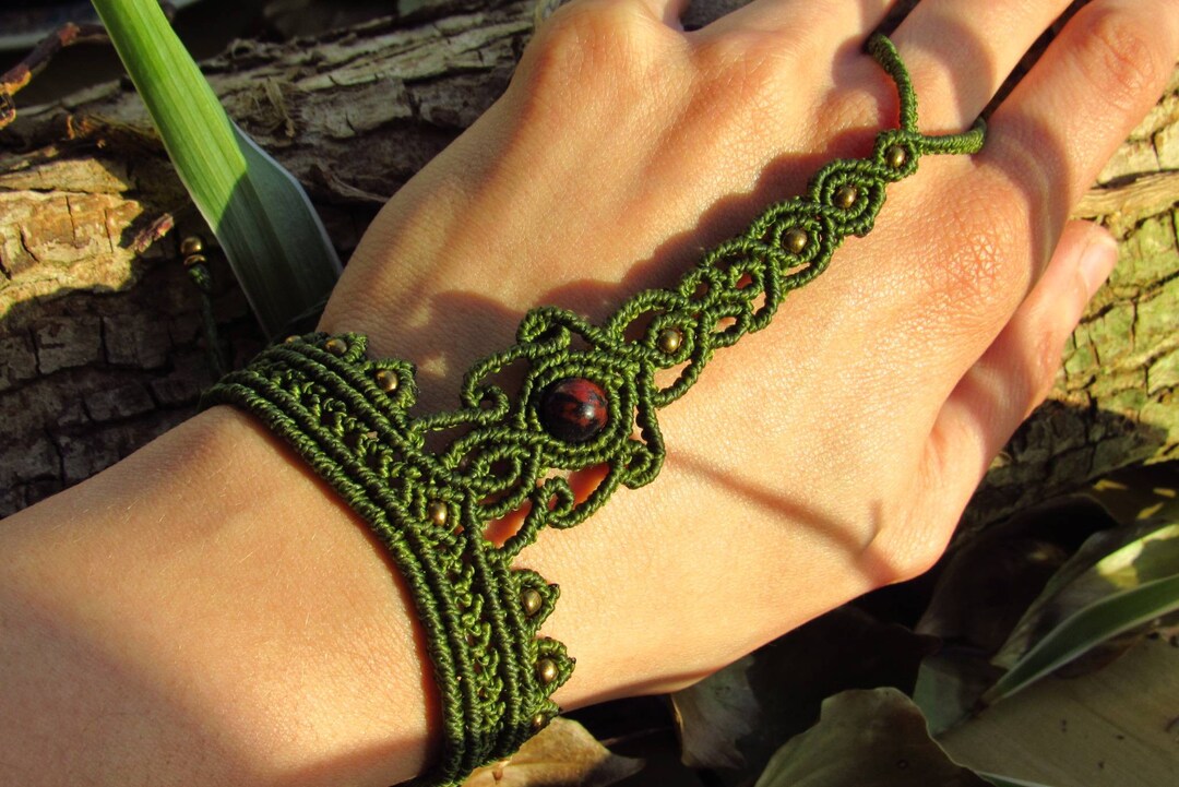 Adjustable Boho Beaded Macrame Slave Bracelet With Stone Bead - Etsy