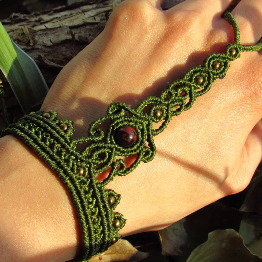 Adjustable Boho Beaded Macrame Slave Bracelet With Stone Bead - Etsy