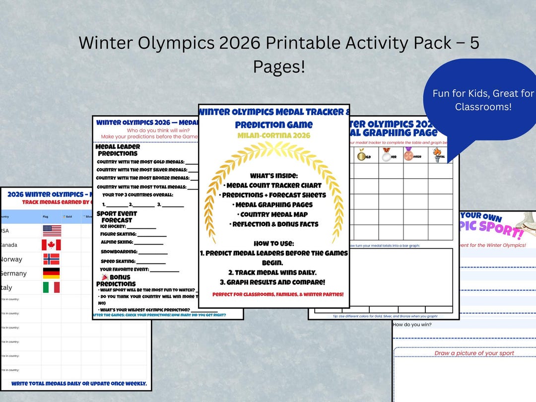 Winter Olympics 2026 Medal Tracker & Prediction Game – Printable PDF ...