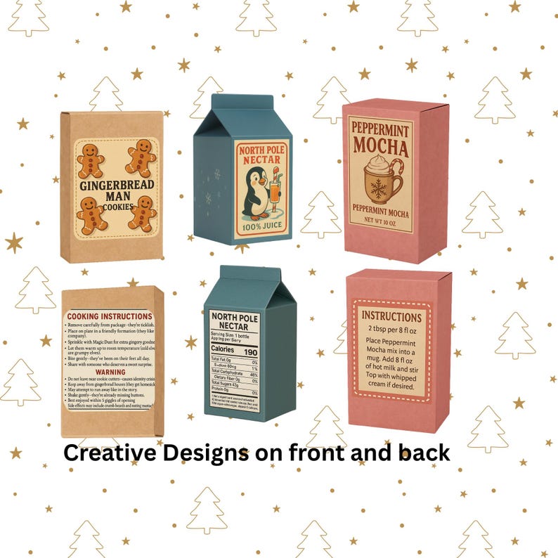 Printable Elf Mini Snack Boxes – North Pole Market, Dollhouse (digital ...