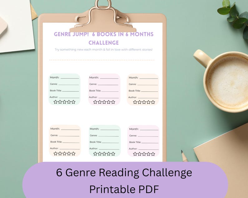 Pastel Book Genre Tracker – 6-month Reading Challenge (digital Download ...
