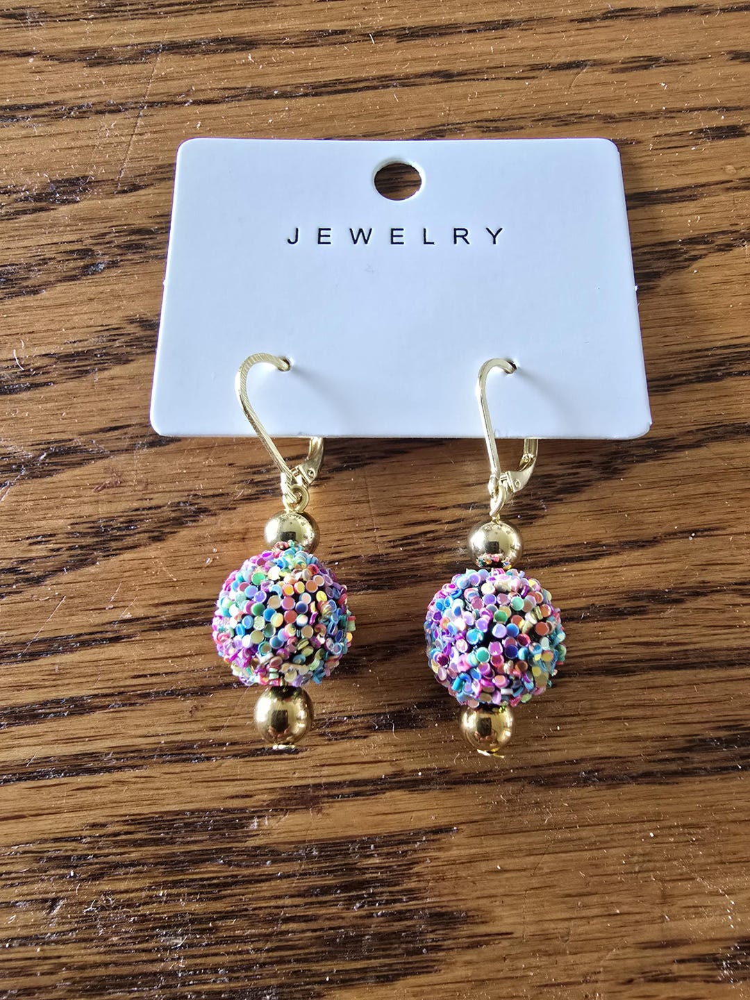 Rainbow Disco Ball Pierced Earrings, Gold Accents - Etsy