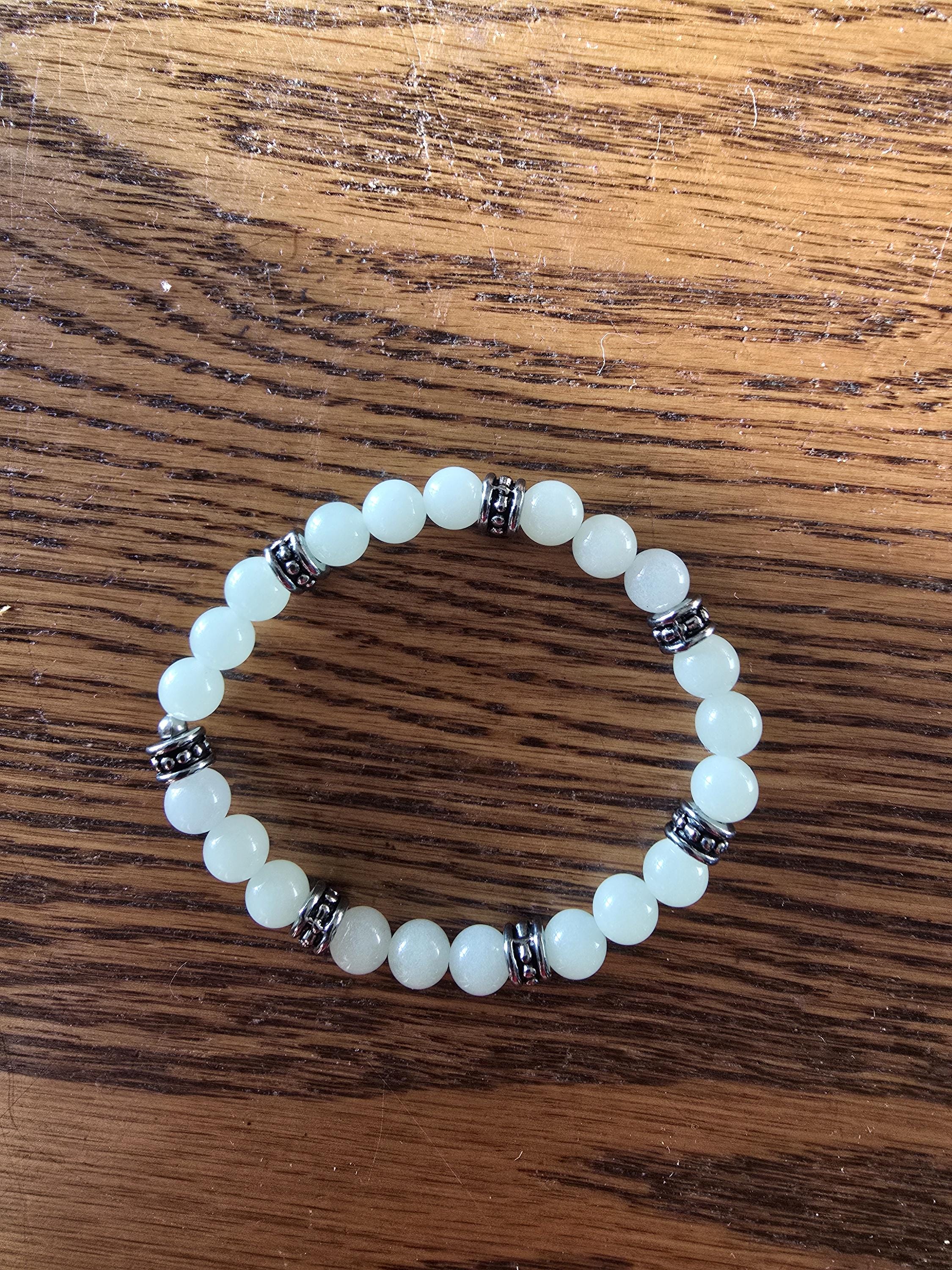 Handmade Aragonite Beaded Bracelet, Glow in the Dark, 6mm Beads - Etsy