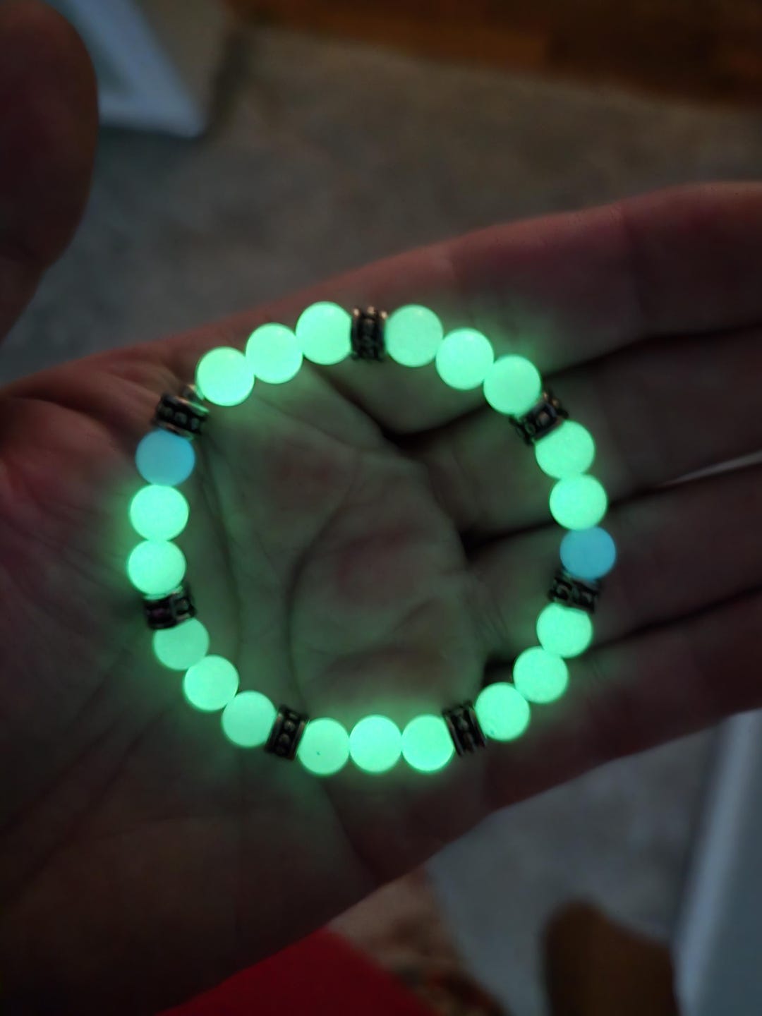 Handmade Aragonite Beaded Bracelet, Glow in the Dark, 6mm Beads - Etsy