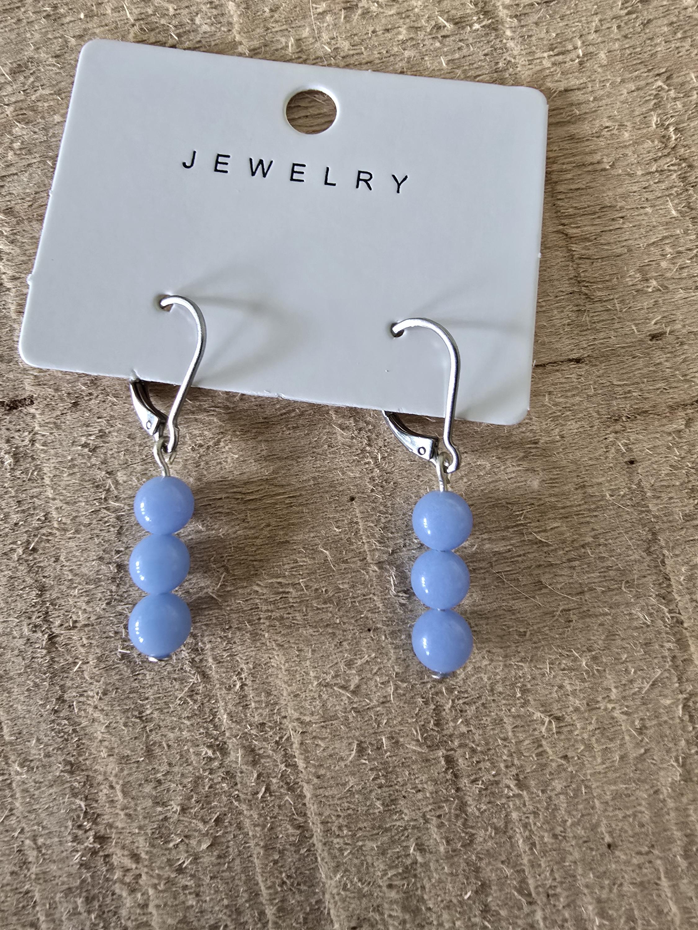 Light Blue Aragonite Earrings, Glow in the Dark, Silver, 6mm Beads - Etsy