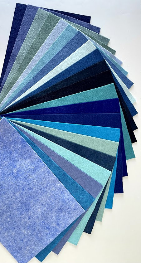 Shades of Blue Felt Color Set 9 X 12 Wool Blend Felt 21 Sheets - Etsy ...